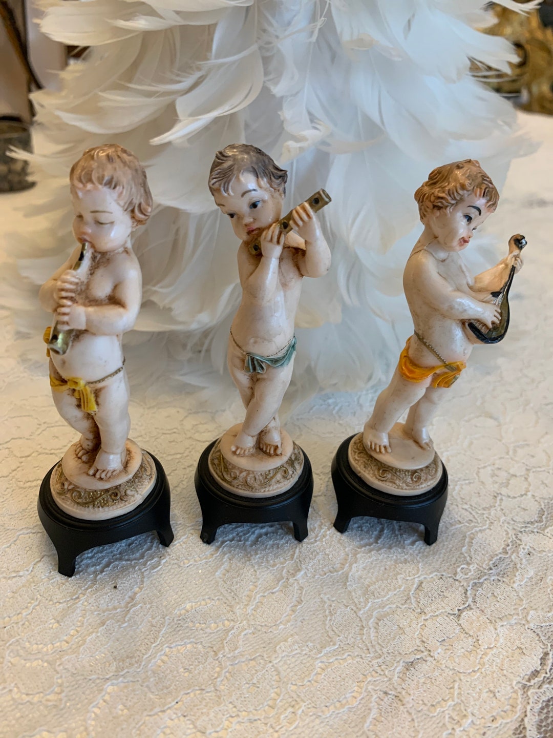 Three Italy Cherubs Playing Music Depositaro Figurines - Etsy