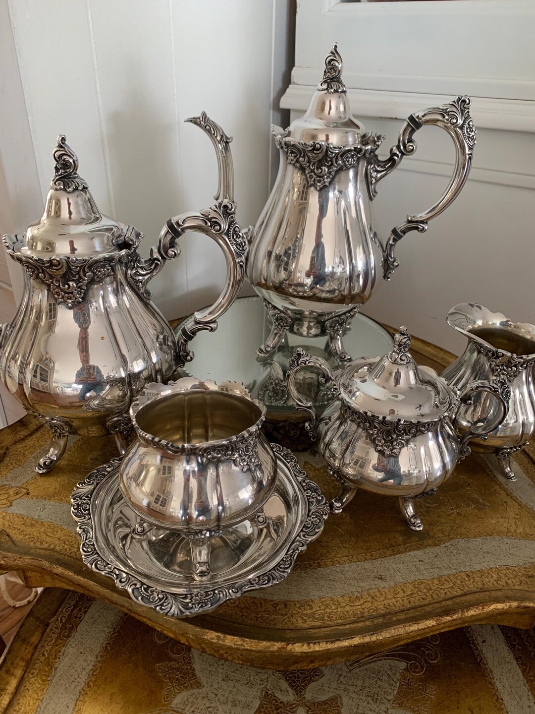 Wallace Baroque Silver Plated Tea Set: 6-piece Coffee & Tea Service - Etsy