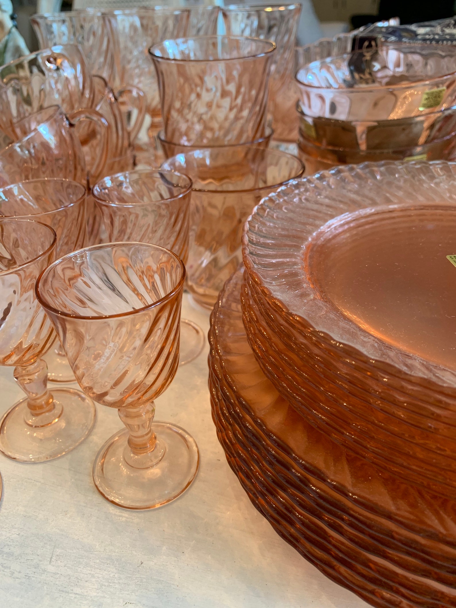 Vintage Pink Swirl Luminarc Arcoroc Glassware, France - Open Stock - Etsy