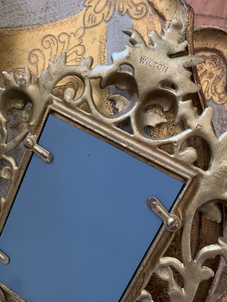 Vintage Wilton Gold Cast Iron Ornate Scrolled Mirror - Etsy