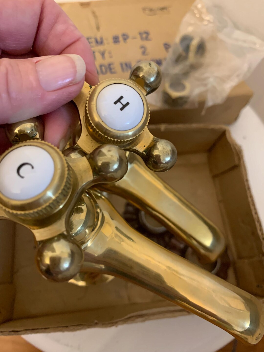 Vintage Brass Faucets Hot and Cold Old Fashioned Cross Handle Hand Taps ...