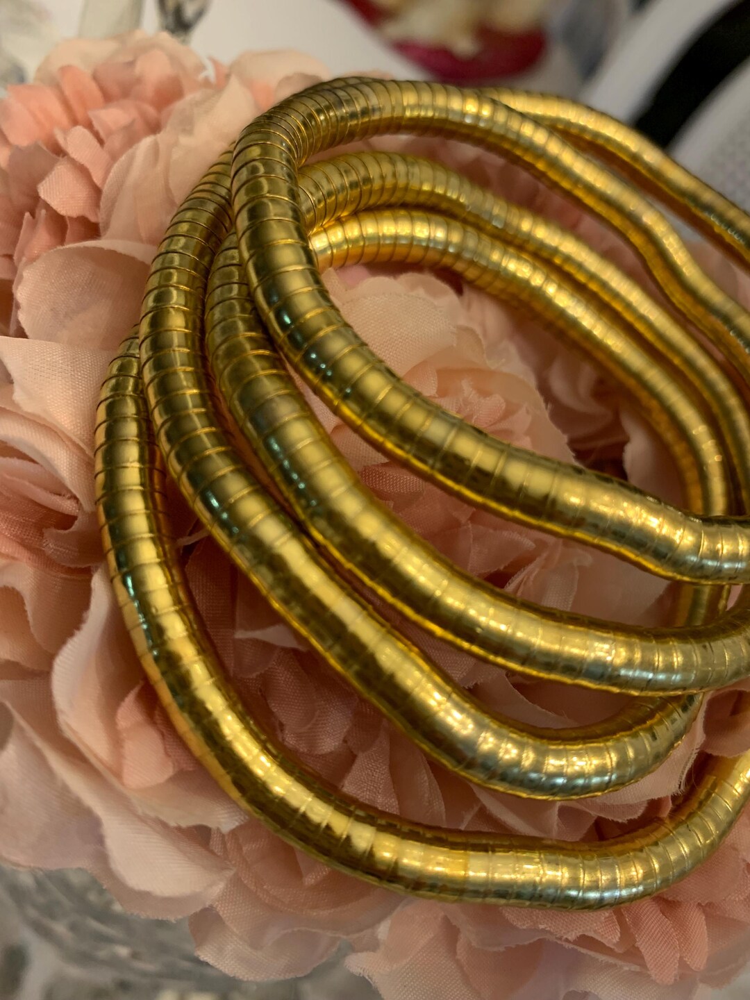 Vintage Gold Toned Bendable Bracelet or Necklace Snake Style - Etsy