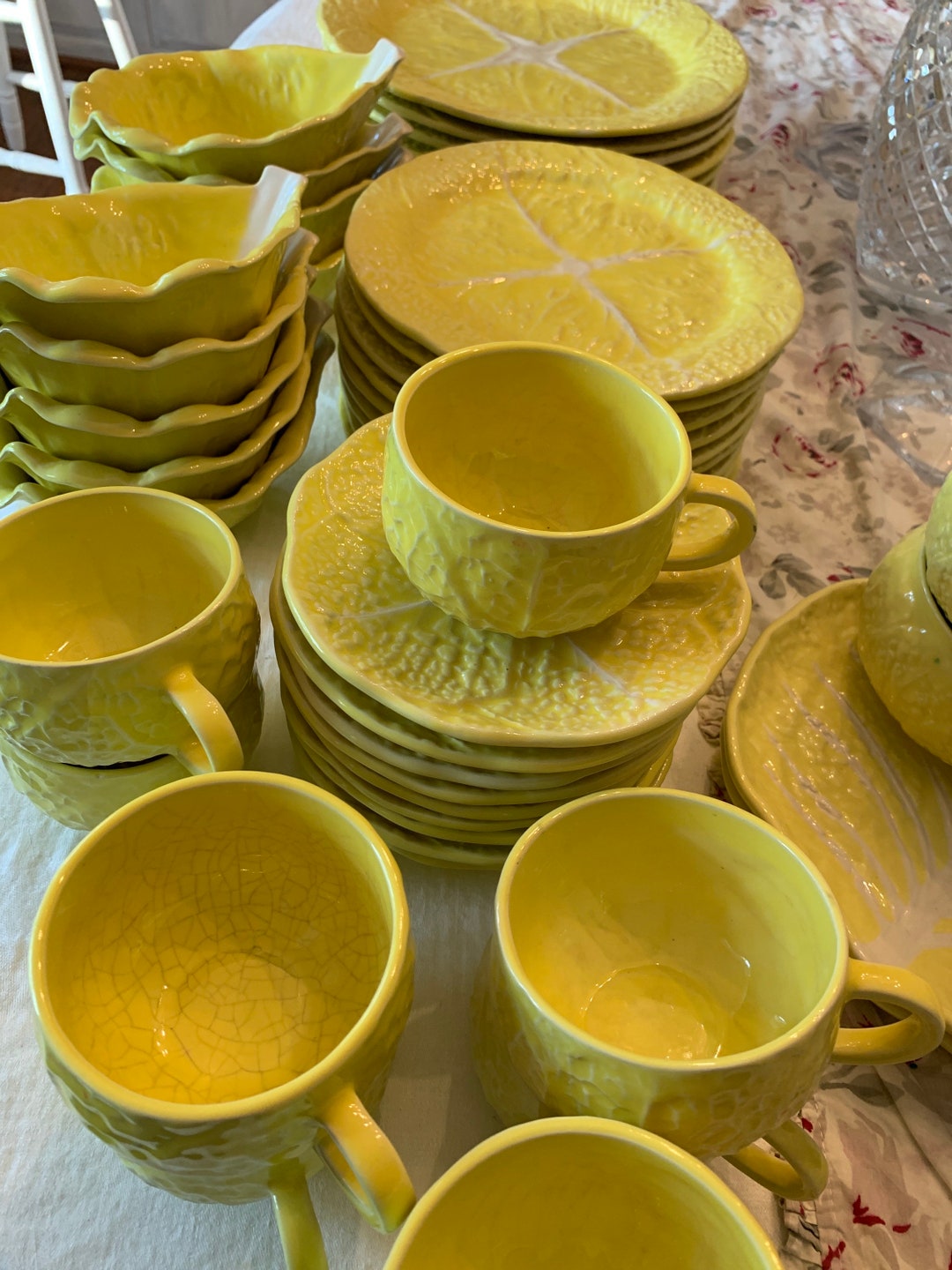 Secla Yellow Cabbage Majolica Dinnerware 50’s Portugal Dinnerware - Etsy