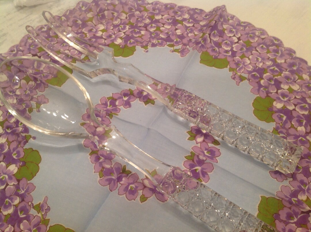 Cut Glass Serving Set, Fork and Spoon, Wedding Utensils - Etsy