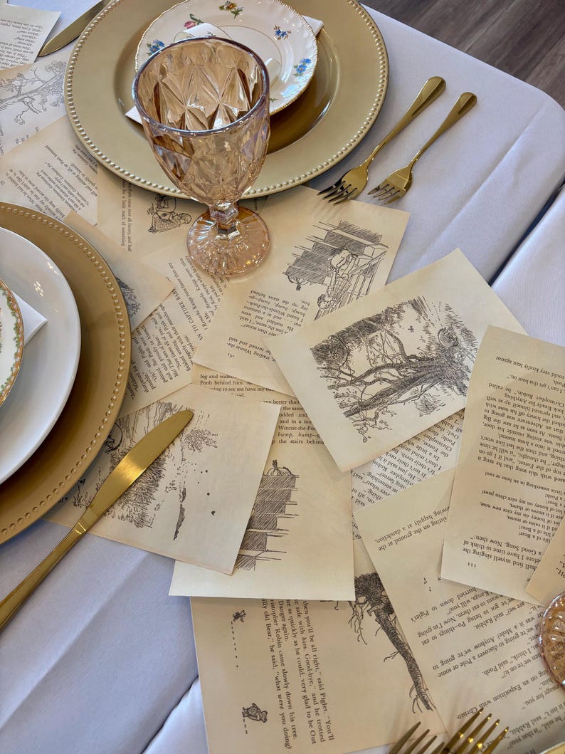 Winnie the Pooh Book Page Table Runner, Adorable Baby Shower Decor for ...