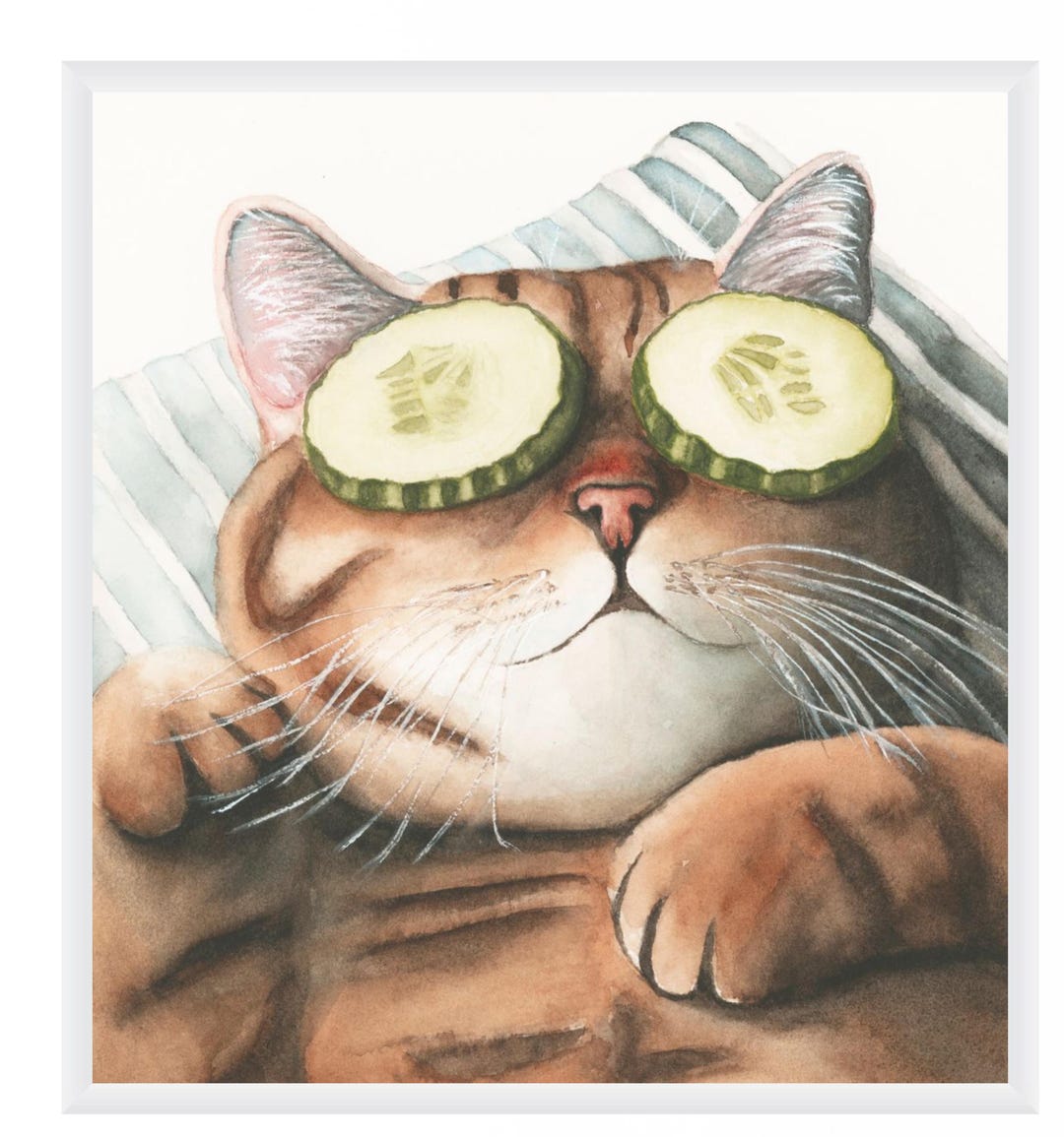 Cat Spa Art – Cat Spa Poster -cat Illustrations - Children’s Book ...