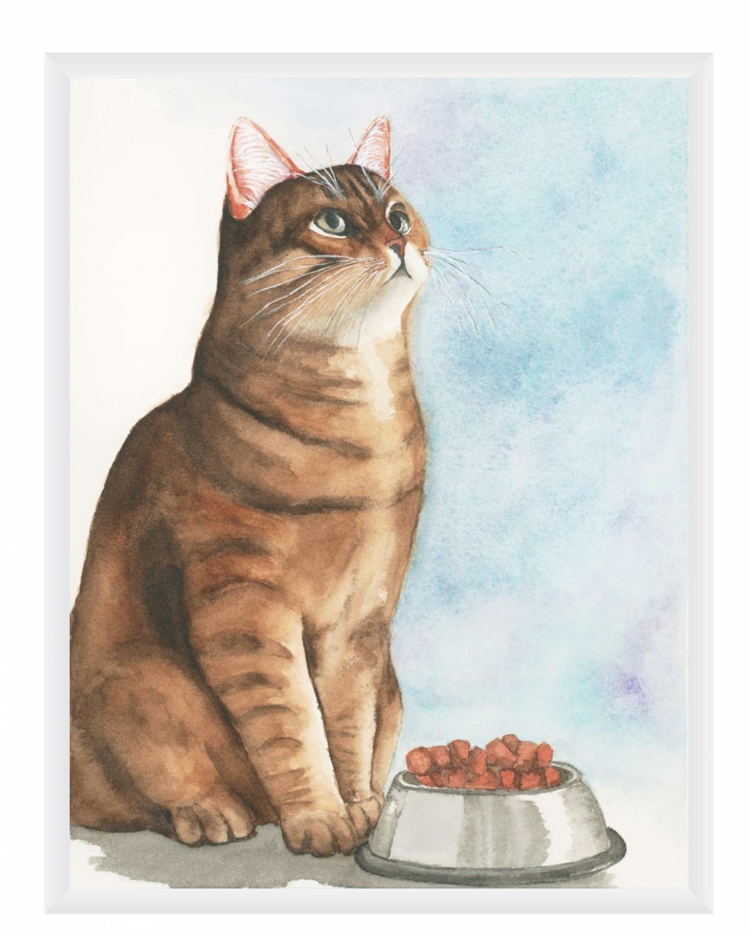 Marley Cat Watercolor Art Print – Whimsical Tabby Cat Illustration - Etsy