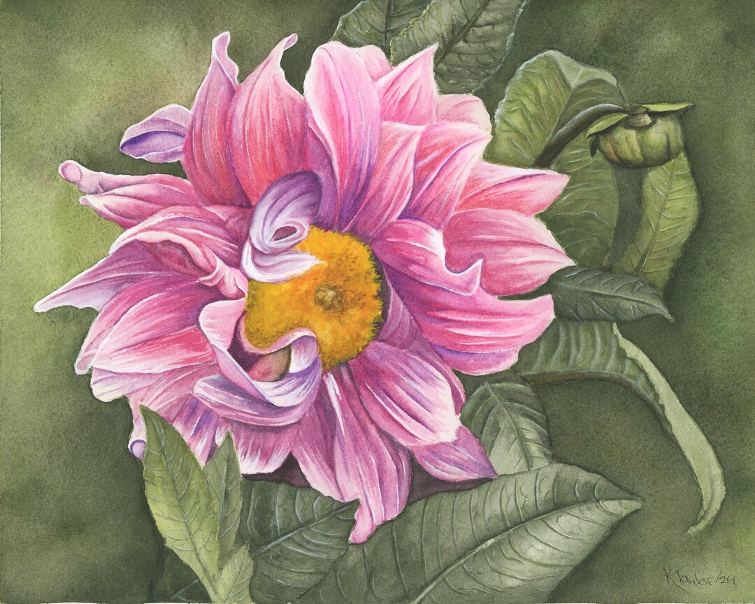 Pink Flowers Print Pink Flower Watercolor Original Pink Flower Pink ...