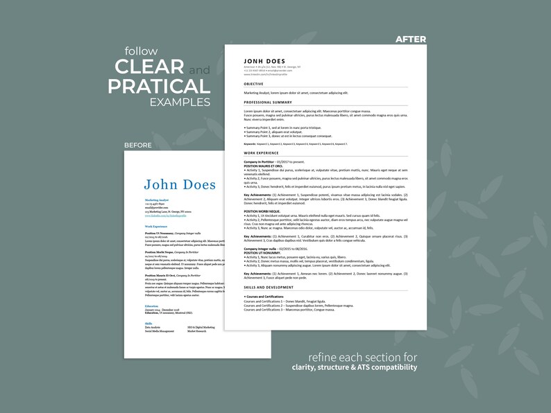 Classic Resume Template & Resume Writing Guide Bundle – Professional ...