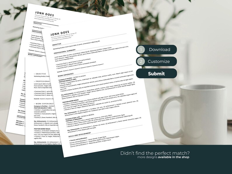 Classic Resume Template & Resume Writing Guide Bundle – Professional ...