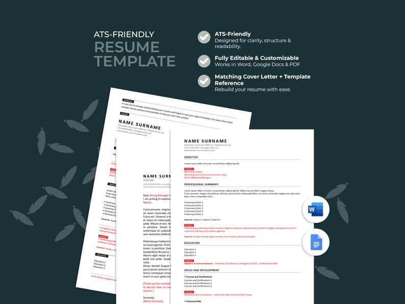 Classic Resume Template & Resume Writing Guide Bundle – Professional ...