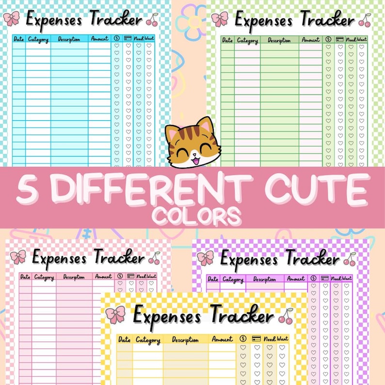 Cute Spending Tracker Bundle, Printable, Planner Page, Spending Log ...