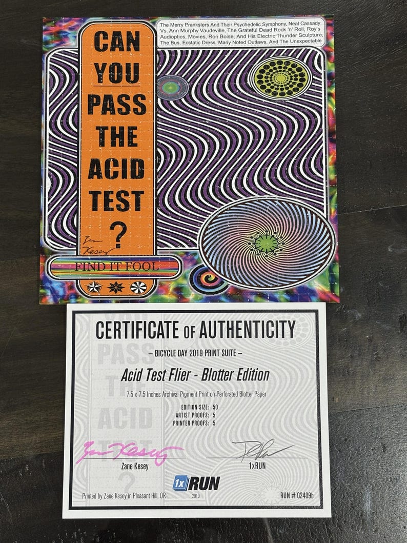 Can You Pass the Acid Test by Zane Kecey #'s, Signed, COA - Etsy