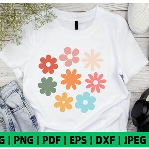 Retro Flower Svg, Retro Daisy Svg, Daisy Svg, Retro Shapes Svg, Boho ...