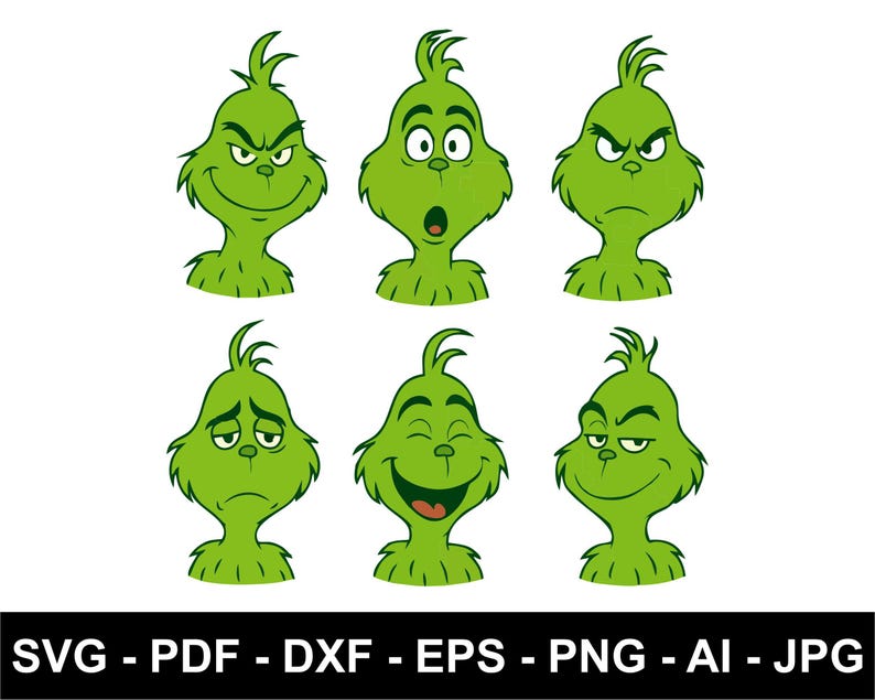 Grinch Face SVG Bundle, Christmas Cricut Design (digital Download) - Etsy