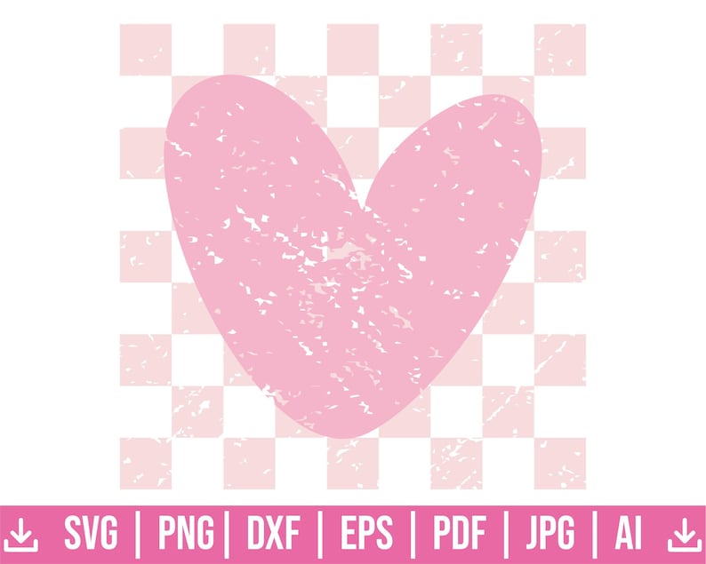 Retro Checkered Heart Svg, Valentines Day Svg, Sublimation Design, Cut ...