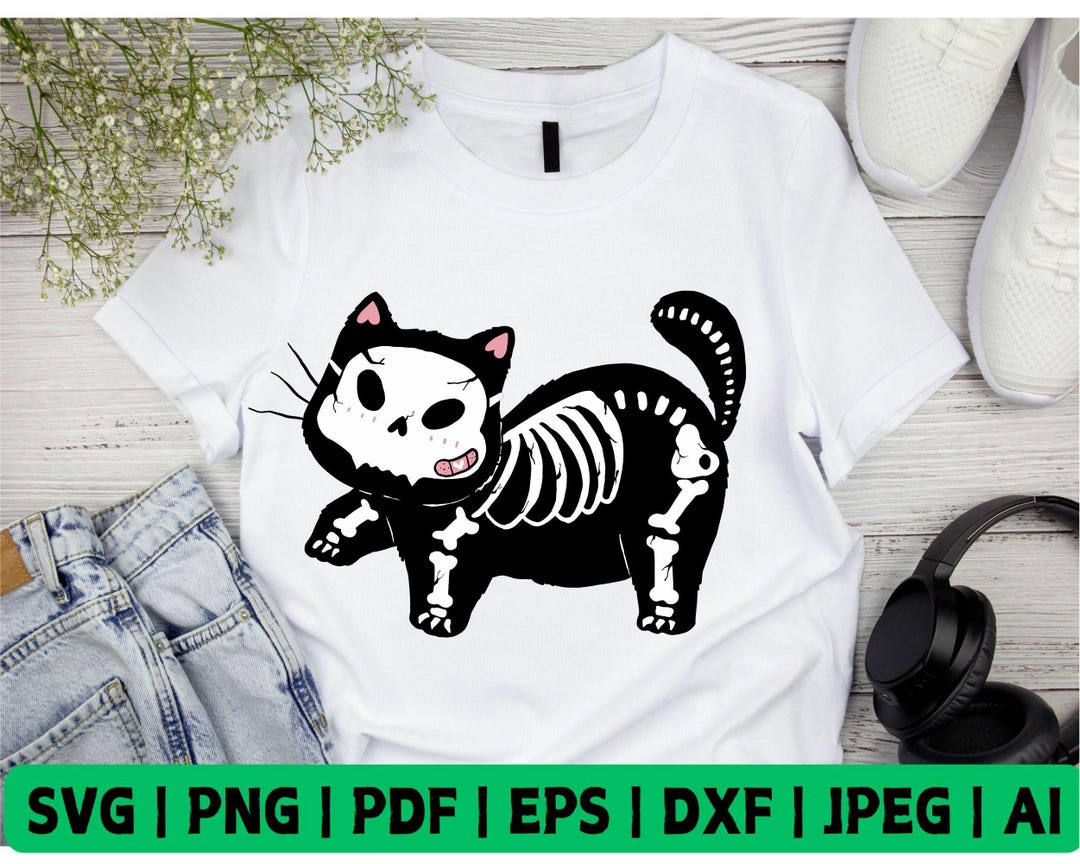 Cat Skeleton Svg, Cute Cat Svg, Animal Skeleton Svg, Cat Lover Svg ...