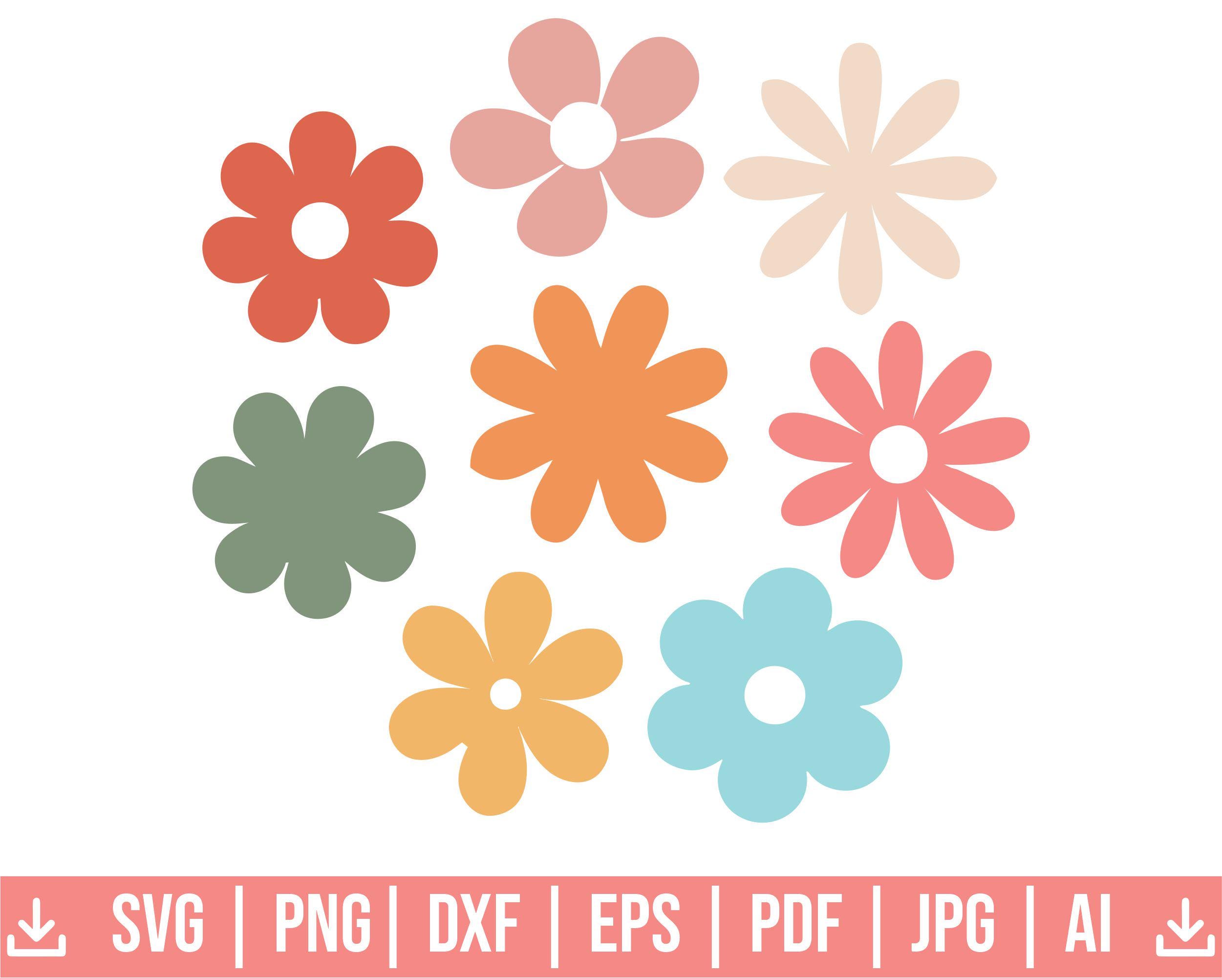 Retro Flower Svg, Retro Daisy Svg, Daisy Svg, Retro Shapes Svg, Boho ...