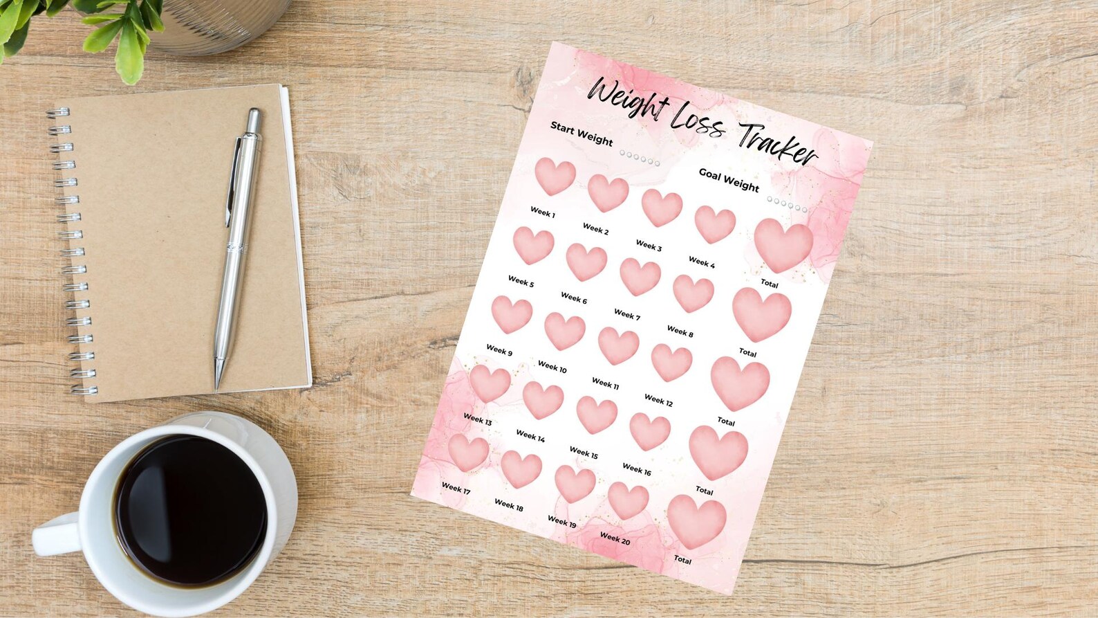 Weight Tracker Printable - Gorgeous Digital Weekly Weight Loss Tracker ...