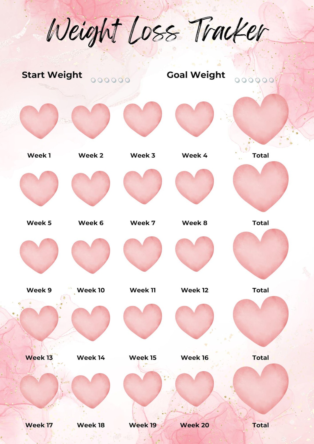 Weight Tracker Printable - Gorgeous Digital Weekly Weight Loss Tracker ...
