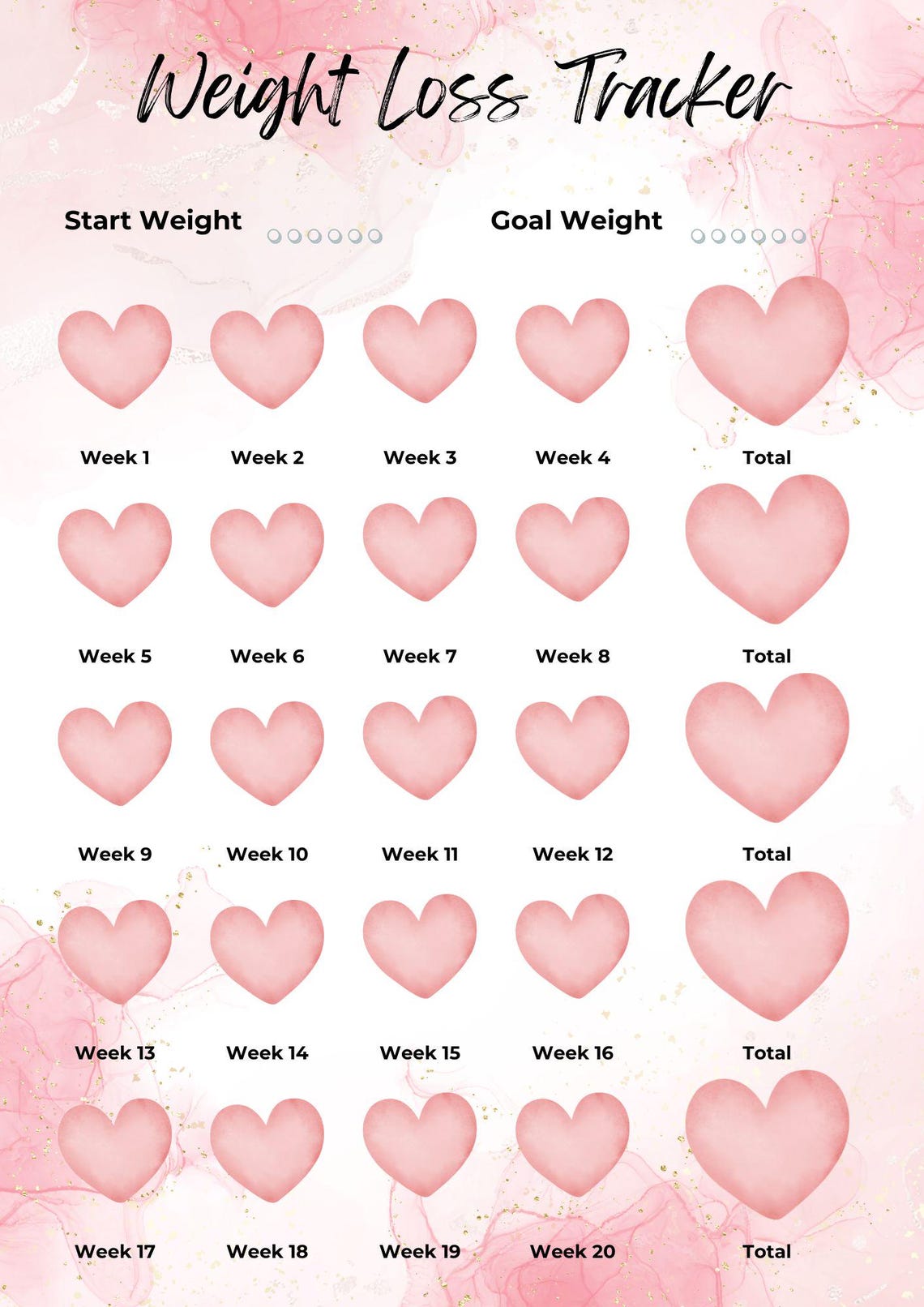 Weight Tracker Printable - Gorgeous Digital Weekly Weight Loss Tracker ...