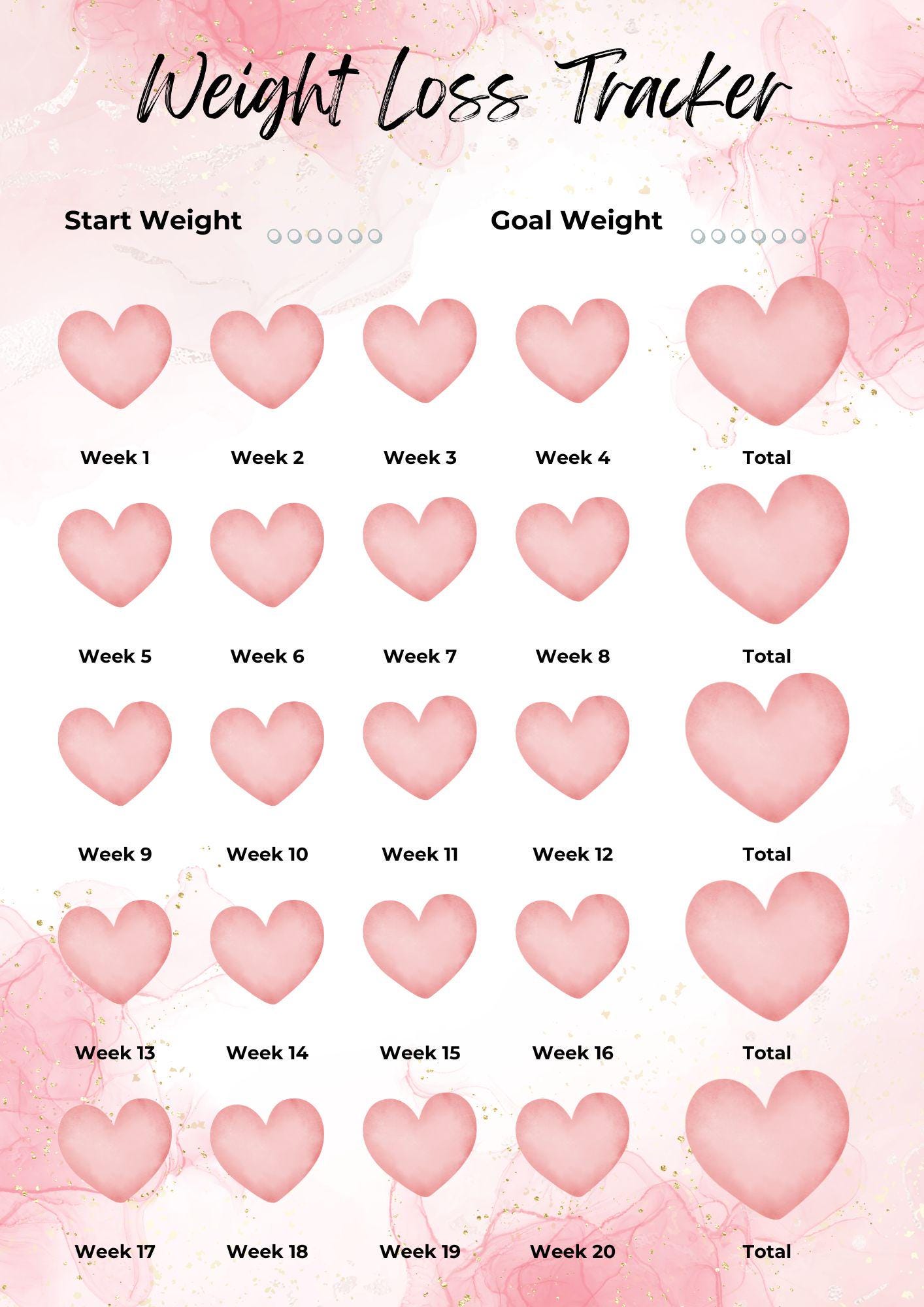 Weight Tracker Printable - Gorgeous Digital Weekly Weight Loss Tracker ...