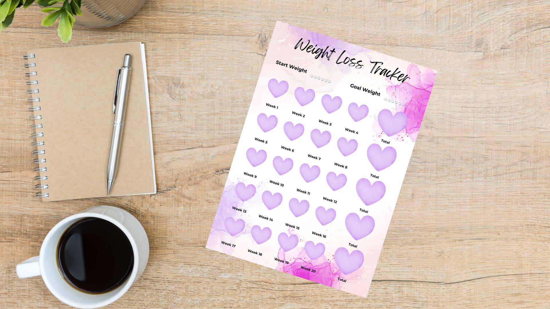 Weight Tracker Printable - Gorgeous Digital Weekly Weight Loss Tracker ...
