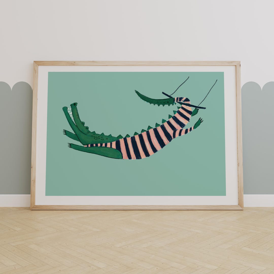 Crocodile Circus Print: Safari Animal Trapeze Nursery Wall Art (digital ...