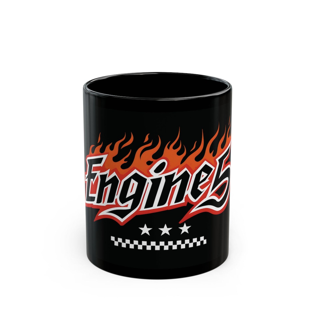 Engine 5, Fire Engine Mug, Fire Department Coffee Mug, Flaming Hot Fire ...