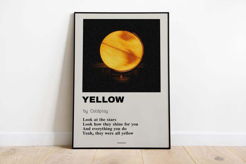 Coldplay Yellow Song Printable Poster Wall Art Decoration - Etsy