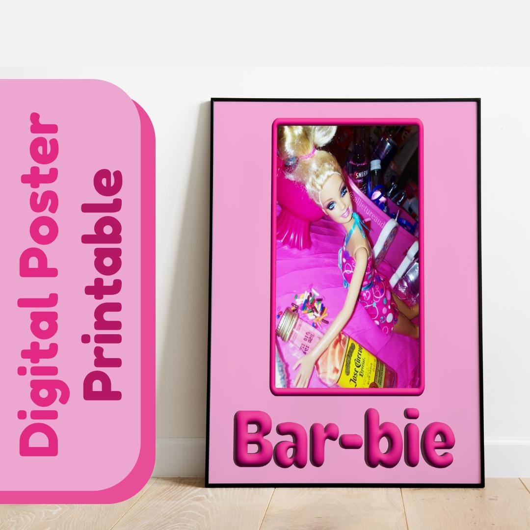 Drunk Barbie Digital Poster, Printable Art, Digital Product, - Etsy