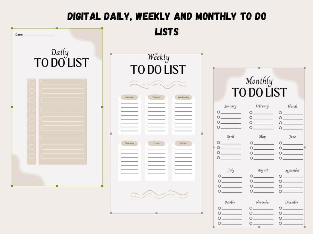 Ultimate to Do List Bundle- Digital Daily, Weekly and Monthly to Do ...