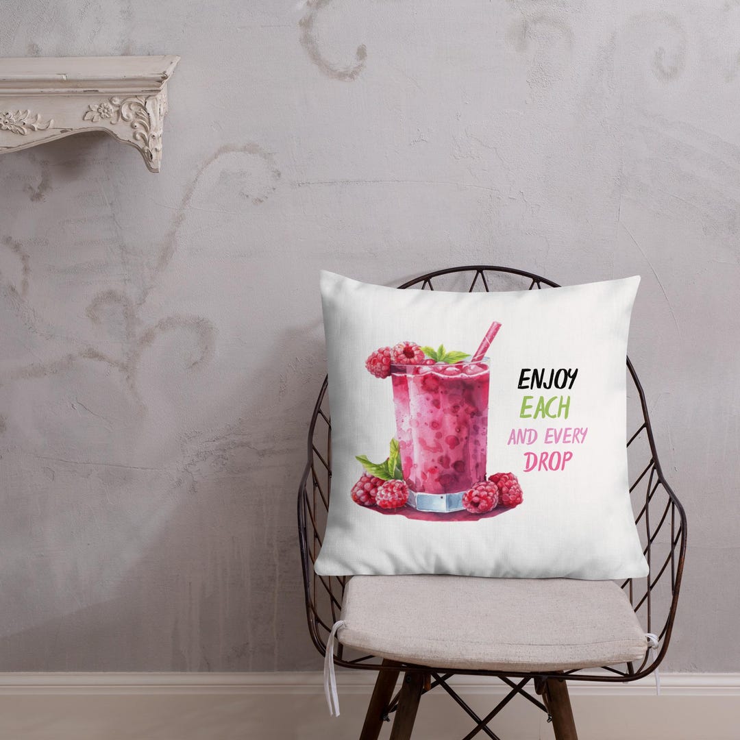 Raspberry Colada Premium Pillow, Raspberry Throw Pillow, Vintage ...