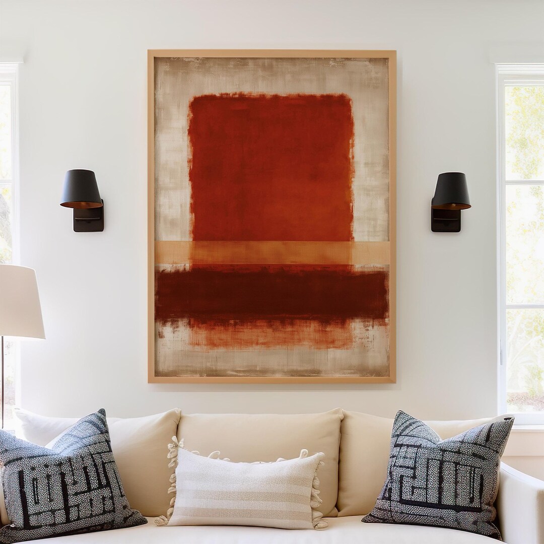 Rust Abstract Wall Art Print: Deep Terracotta With Dark Band - Etsy