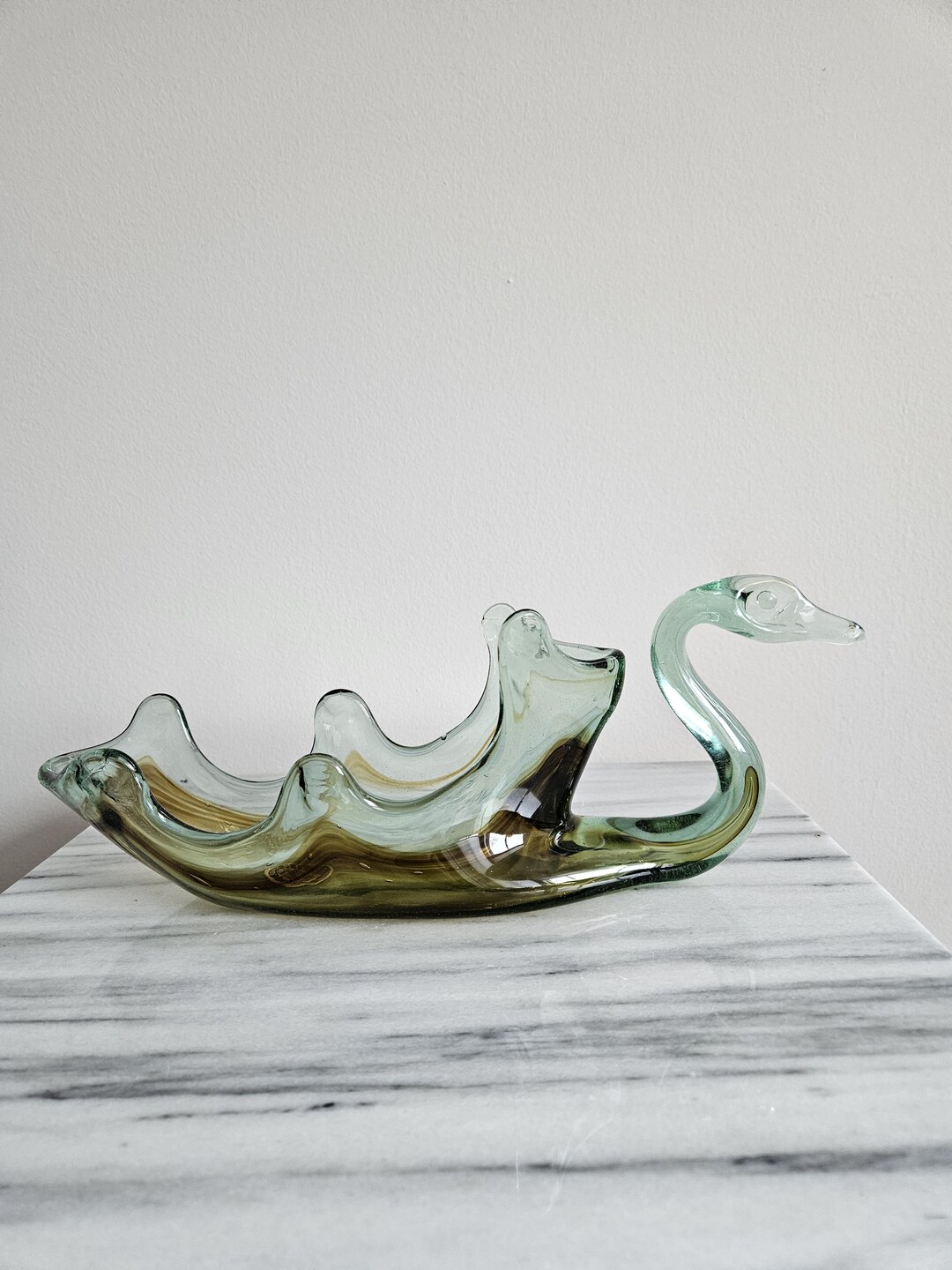 Vintage Sooner / Ozark Swan Art Glass Hand-blown Glass Bowl Tray ...
