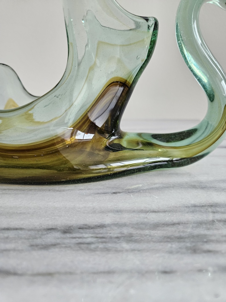 Vintage Sooner / Ozark Swan Art Glass Hand-blown Glass Bowl Tray ...