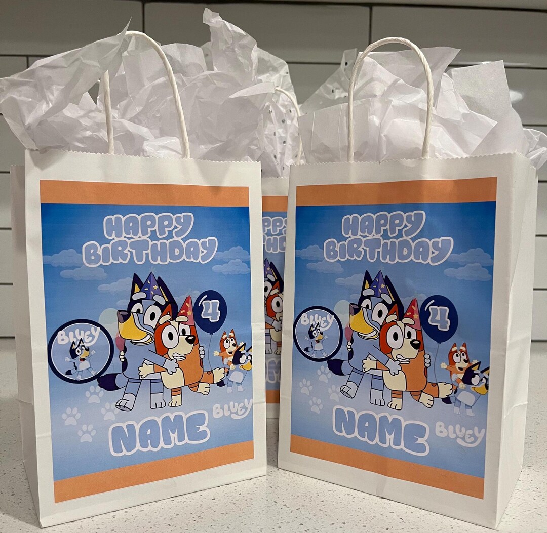 Bluey Gift Bags, Bluey Favor Bags, Blue Birthday , Bluey Favors - Etsy