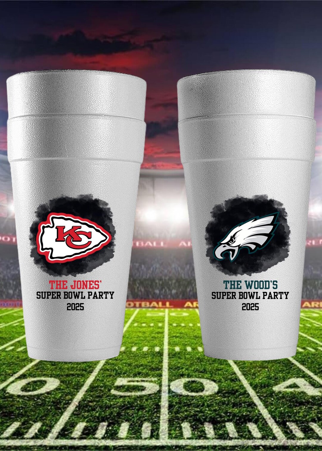 Super Bowl Styrofoam Cups , Chiefs Styrofoam Cups, Eagles Styrofoam ...