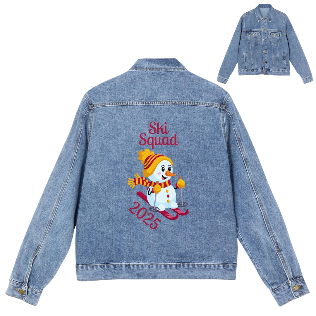 Personalised Matching Friends Ski Trip Denim Jackets, Custom Family Ski ...