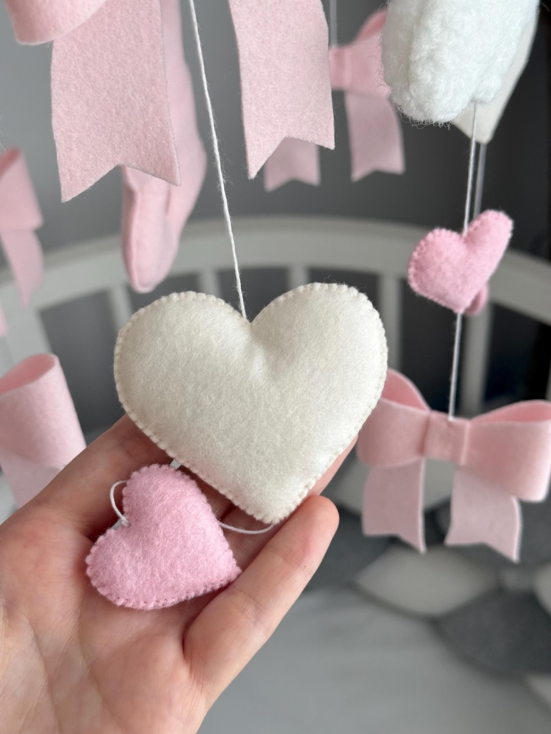 Pink Bow Baby Mobile – Handmade Felt Nursery Decor - Etsy