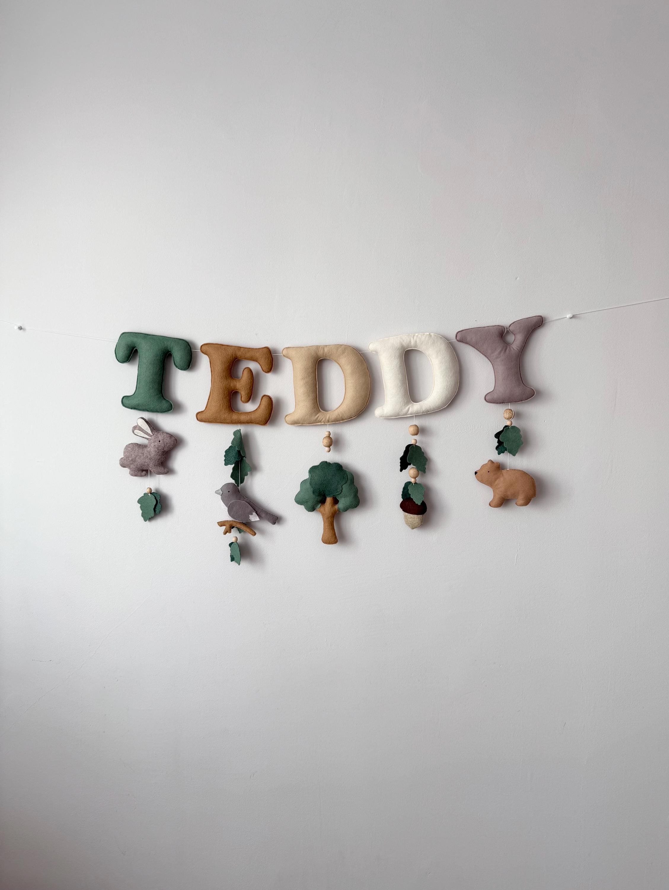 Custom Felt Name Banner: Bear Nursery Decor, Personalized Garland - Etsy