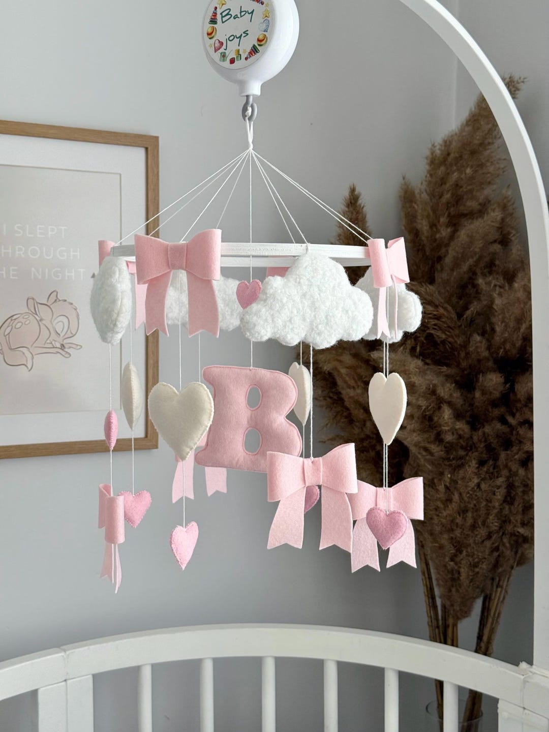 Pink Bow Baby Mobile – Handmade Felt Nursery Decor - Etsy