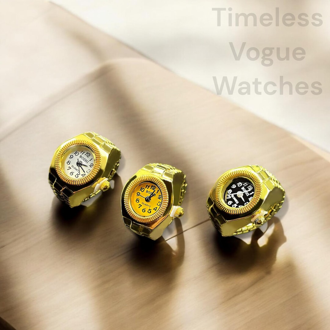 Ring Watch, Vintage Gold Mini Watch, Gold-tone Quartz Finger Watch ...