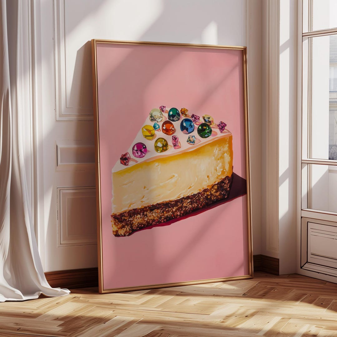Oil Painting Kitchen Cheesecake With Jewels - Digital Wall Art as ...