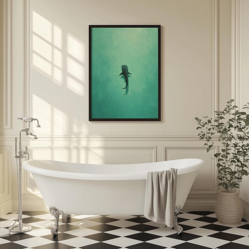 Whale Shark Picture - Minimalist Wall Art - Teal - Ocean Lover - Beach ...