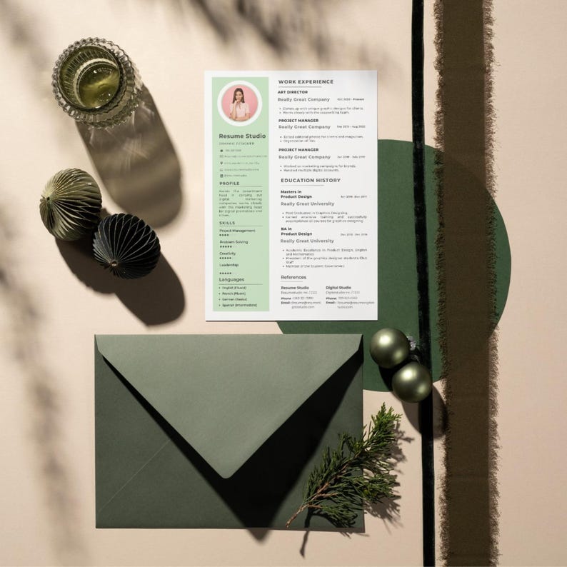 Resume Template With Photo, Professional Resume Template for Canva, Clean CV Template With ...