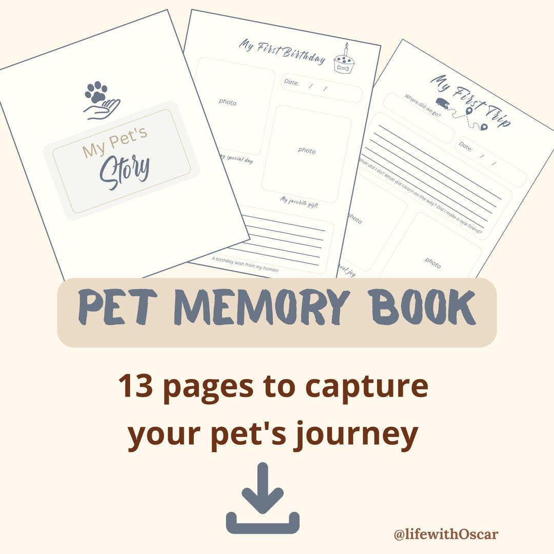 My Pet's Story, Custom Pet Memory Book, Digital Pet Journal for Dogs ...