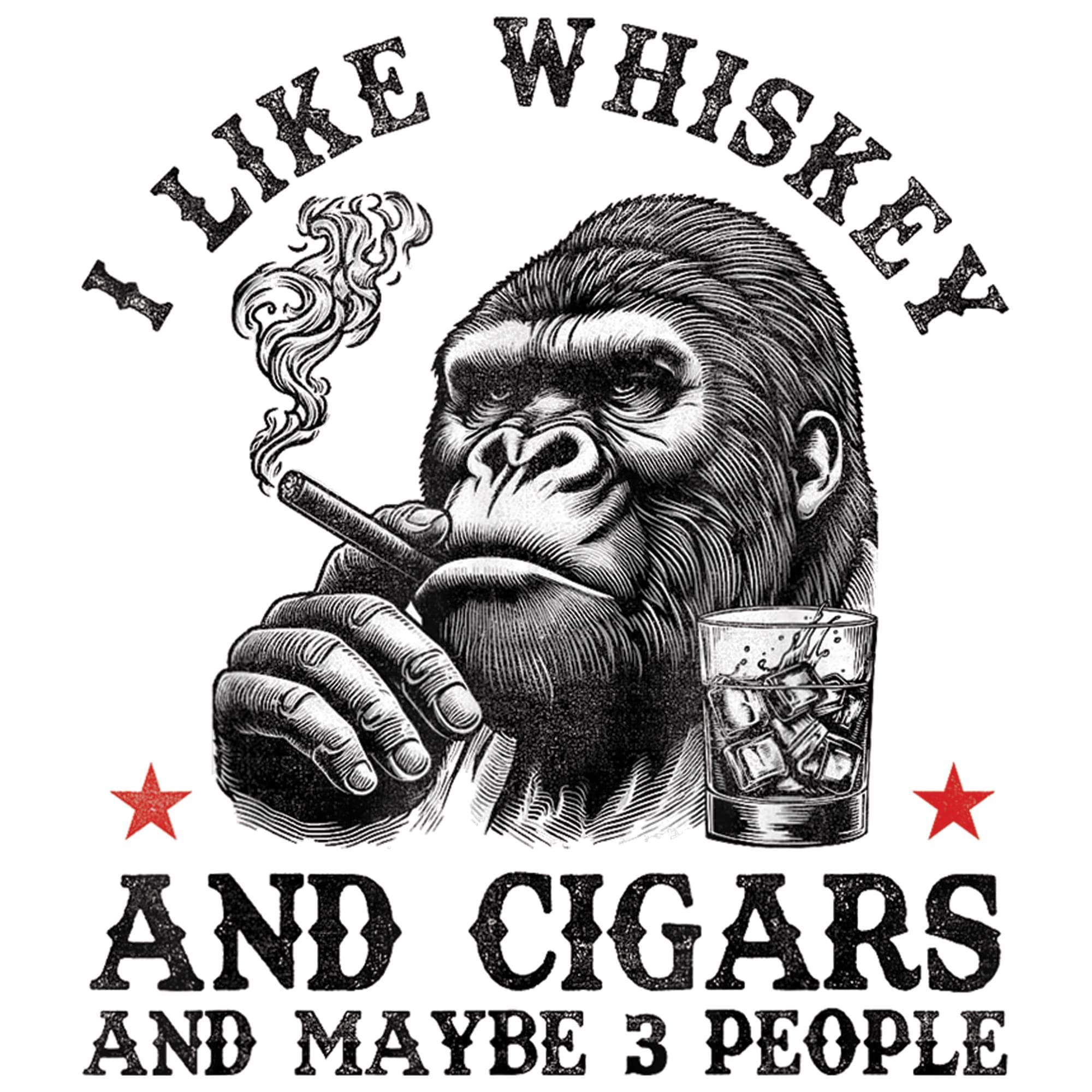 Whiskey and Cigar T-shirt PNG, Gorilla Smoking Funny Vintage Design ...