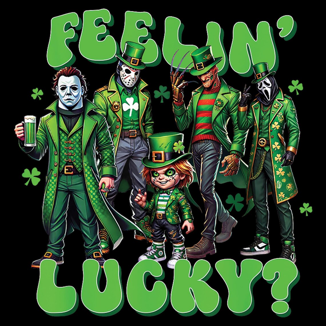 Lucky Horror St. Patrick’s Day T-shirt - Scary Green Shamrock Tee ...