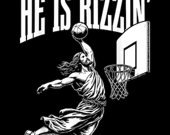 He is Rizzin’ Basketball PNG, Funny Jesus Meme Sublimation, Retro ...